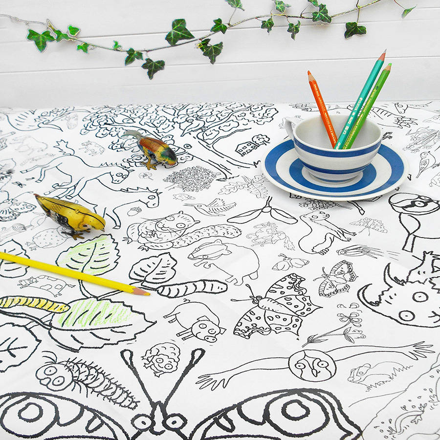 colour in tablecloths animals *personalise it option by eggnogg ltd ...