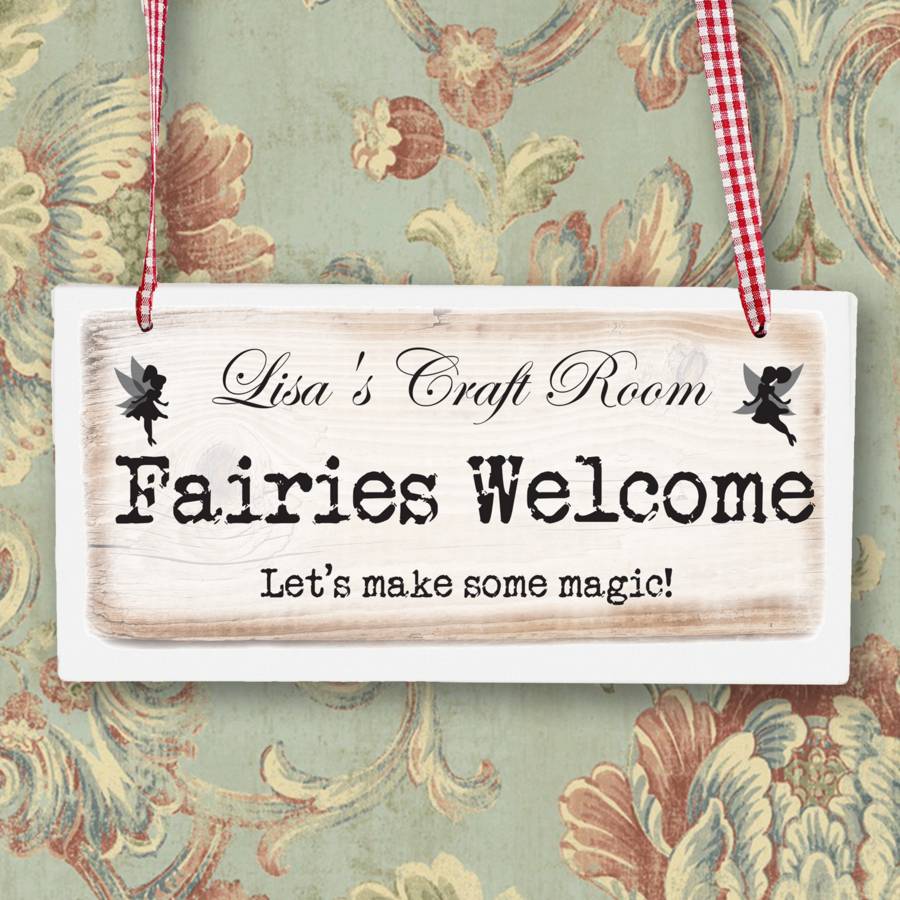 Fairies Welcome Personalised Girls Bedroom Sign By Chalk And Cheese ...