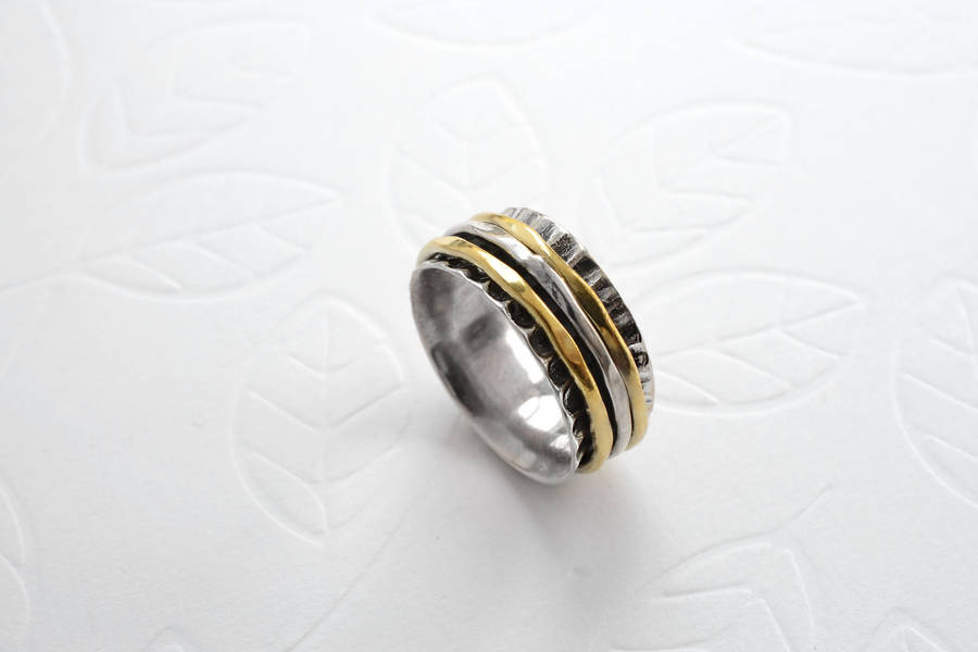 sterling silver mixed metal spinning shell ring by martha jackson ...