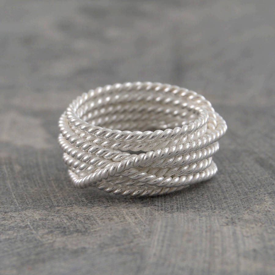 Interwoven Textured Silver Wire Rope Ring By Otis Jaxon ...