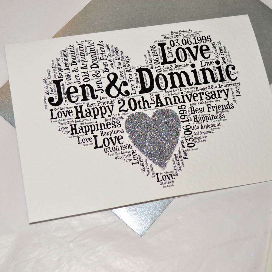 Personalised 20th Wedding Anniversary Love Sparkle Card By Sew Very Personalised 20th Wedding Anniversary Love Sparkle Card By Sew Very