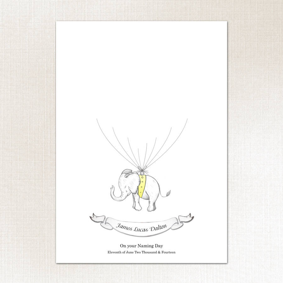 Baby Elephant Fingerprint Keepsake Christening By Lillypea Event