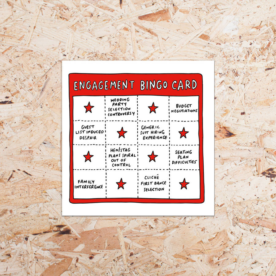 Engagement Bingo Card By Veronica Dearly | notonthehighstreet.com