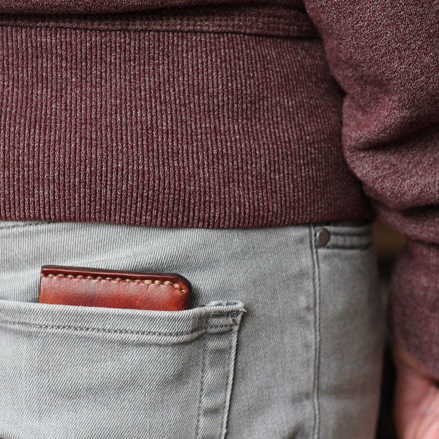 personalised slim leather card holder by hide & home ...