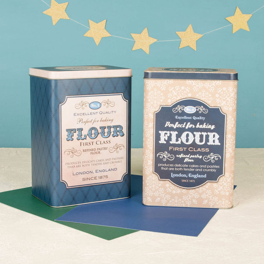 set of two retro flour storage tins by dibor | notonthehighstreet.com