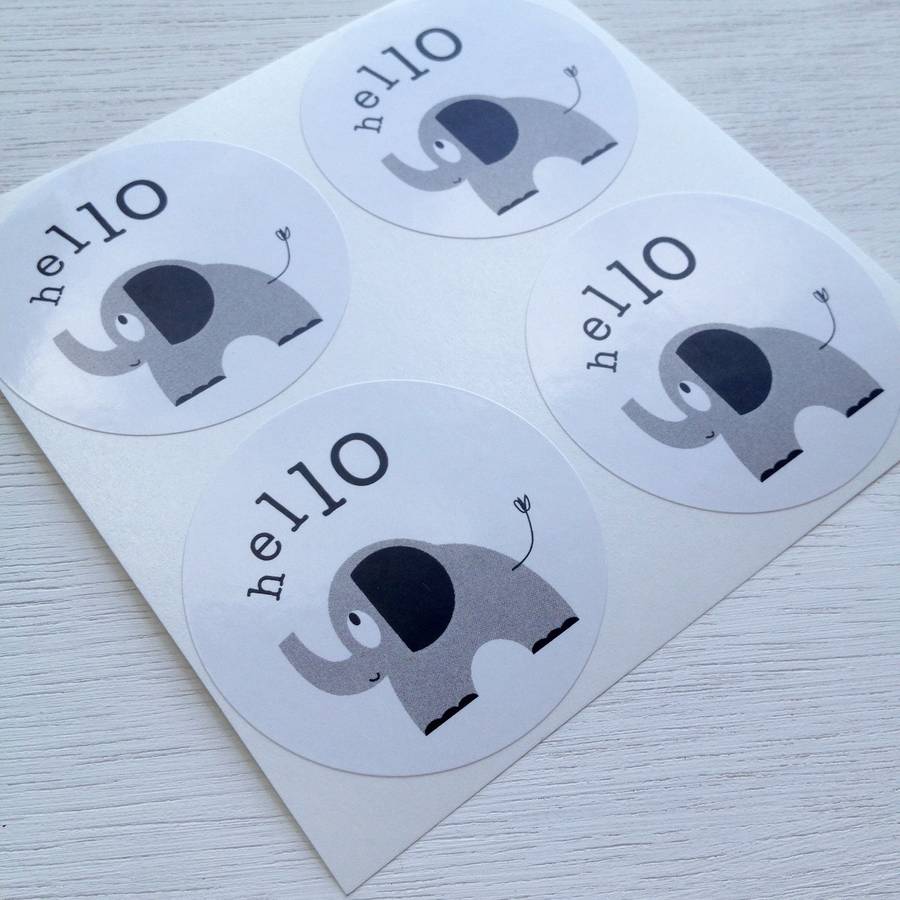 Wave Hello Stickers Elephants