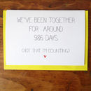 personalised 'we've been together for' anniversary card by witty hearts ...