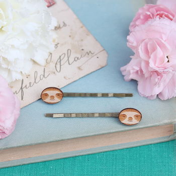 Wooden Sloth Hair Grips By Ginger Pickle | notonthehighstreet.com