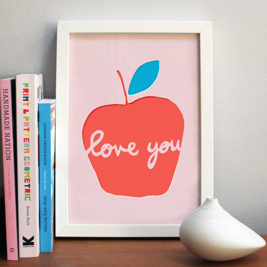 apple love you art print by francesca iannaccone | notonthehighstreet.com