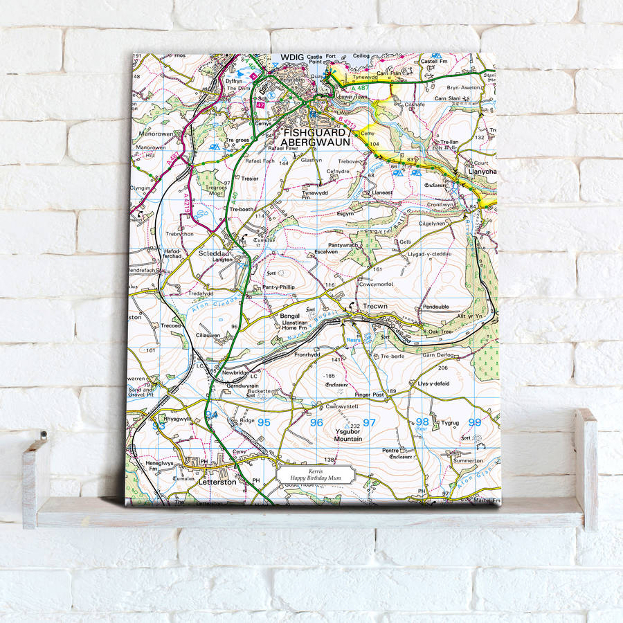 Postcode Centred Map Canvas Ordnance Survey Landranger By Love Maps On ...