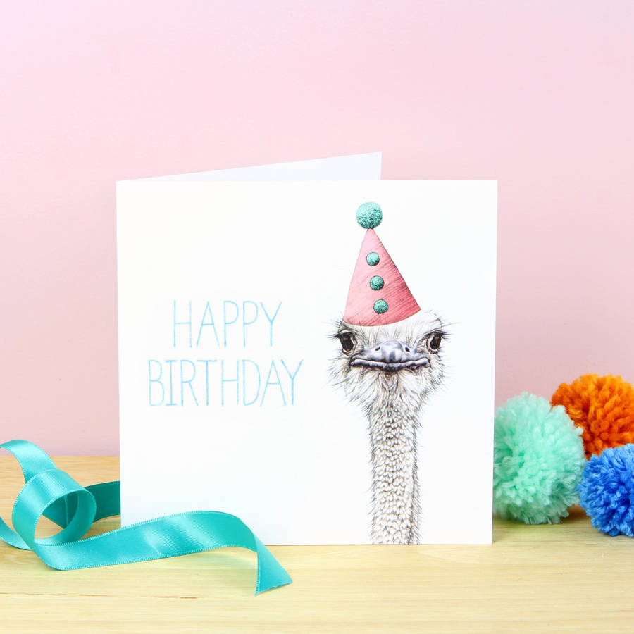 Happy Birthday Ostrich Card By Ink Bandit | notonthehighstreet.com
