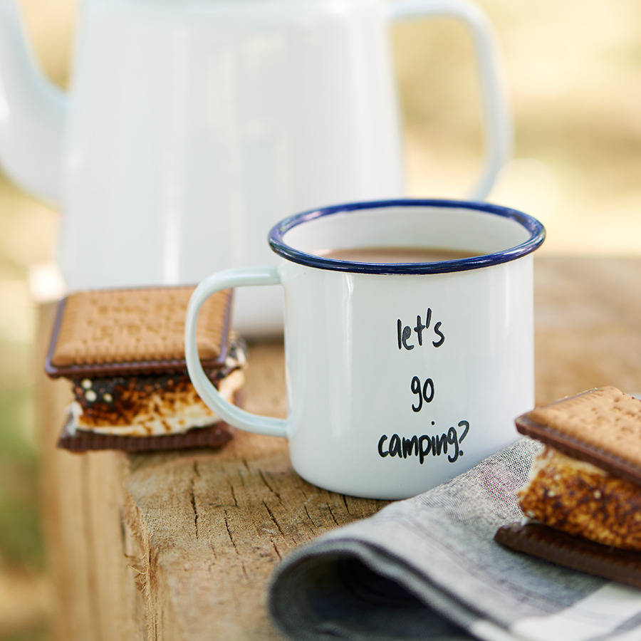 Enamel Personalised Message Mug By Sophia Victoria Joy Enamel Personalised Message Mug By Sophia Victoria Joy