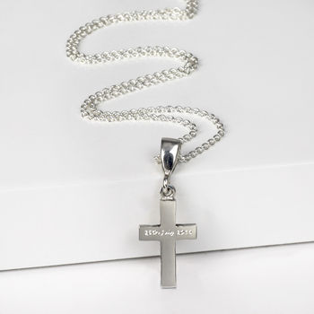 personalised solid silver cross necklace by hersey silversmiths ...